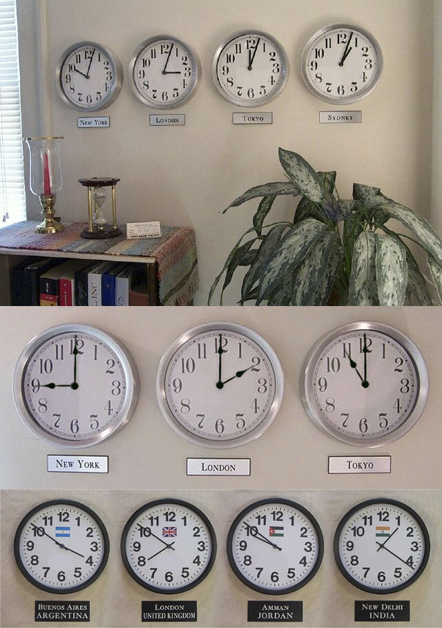 Time Zone Wall Clocks