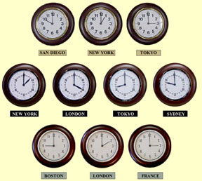 Time Zone Wall Clocks
